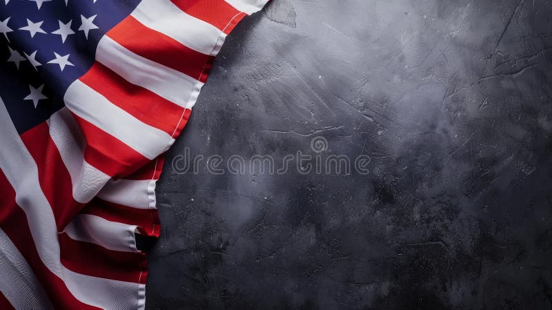 American Flag Draped on a Dark Textured Surface Stock Illustration ...