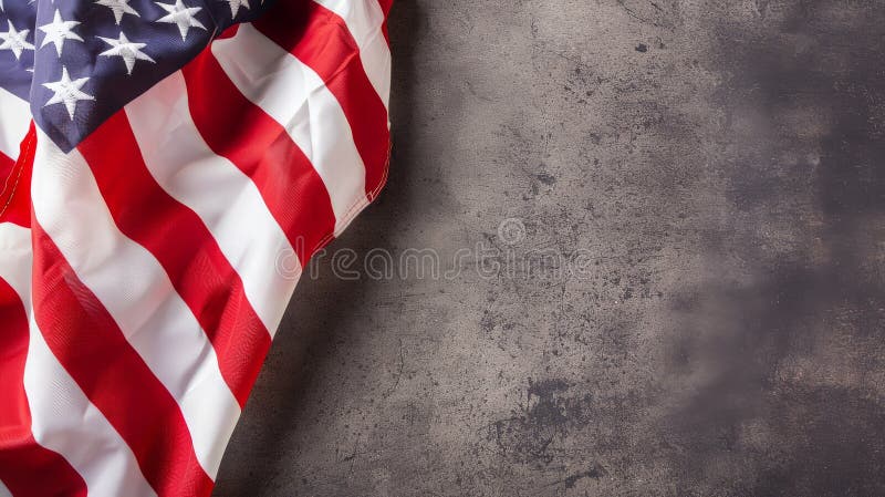 American Flag Draped on a Grey Surface Stock Illustration ...
