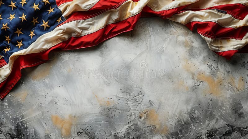 An American Flag is Draped Over a Wall Stock Illustration ...