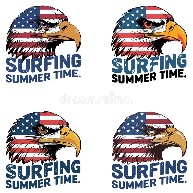 American Flag Eagle for Surfing Summer Time. Vector T-shirt Design ...