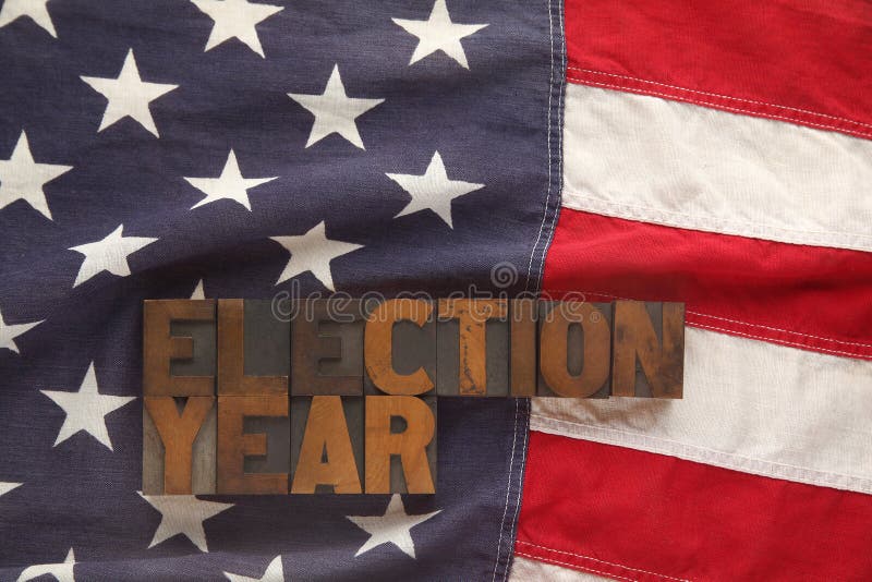 American Flag with Election Year Words Stock Photo - Image of blue ...