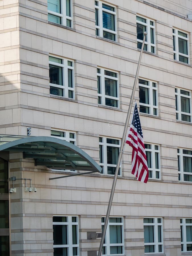 American Flag at the Embassy in Berlin. Stock Image - Image of state ...