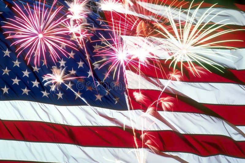 American Flag and Fireworks for Celebrating the 4th of July Stock ...