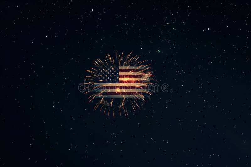 American Flag Fireworks Display in the Night Sky Stock Illustration ...