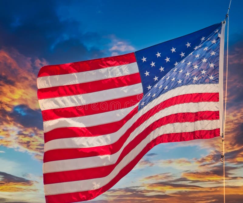 American Flag on Flagpole Rope Stock Image - Image of independence ...