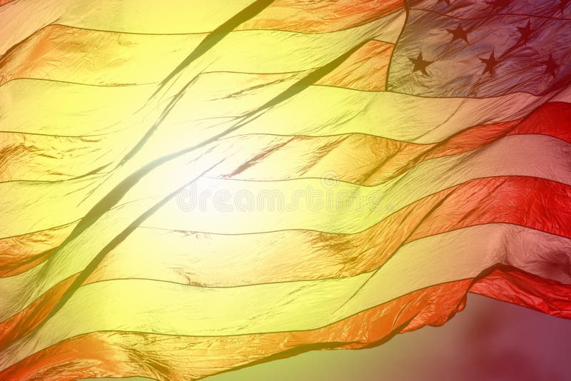 American Flag Fluttering in the Air Stock Image - Image of patriotism ...