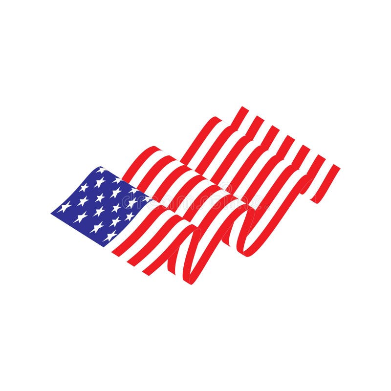 American Flag Fluttering Design. Stock Vector - Illustration of ...