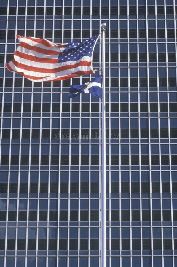 American Flag Flying in Front of Office Building, Indianapolis, Indiana ...