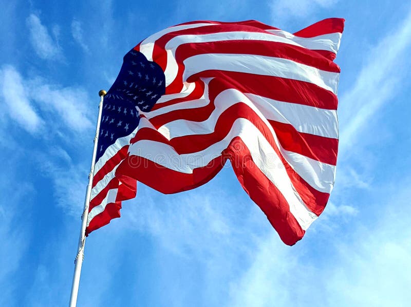 American Flag Flying High stock image. Image of flag - 153734079