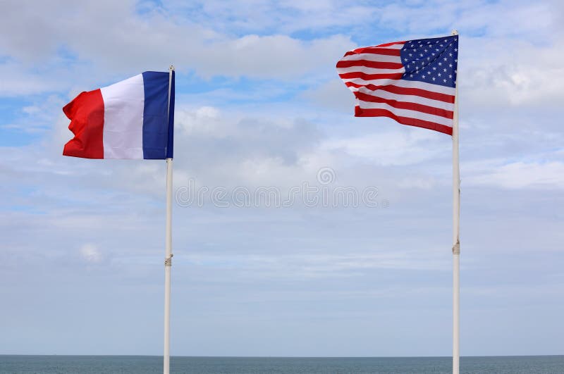 American Flag and French Flag Stock Image - Image of together, symbol ...