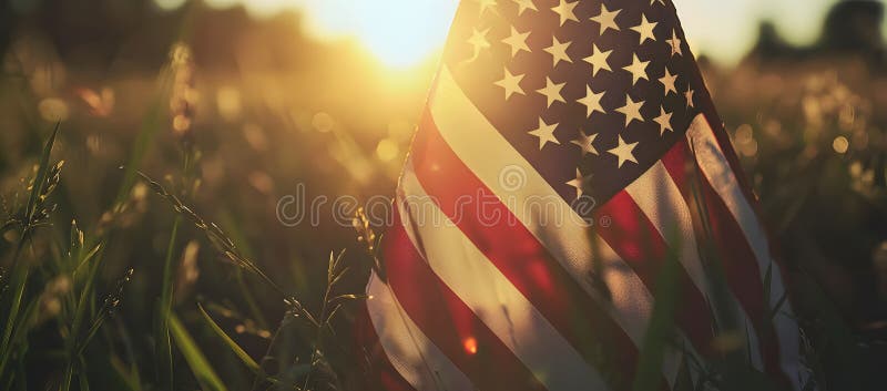 American Flag with Glare in the Sun Stock Photo - Image of july ...