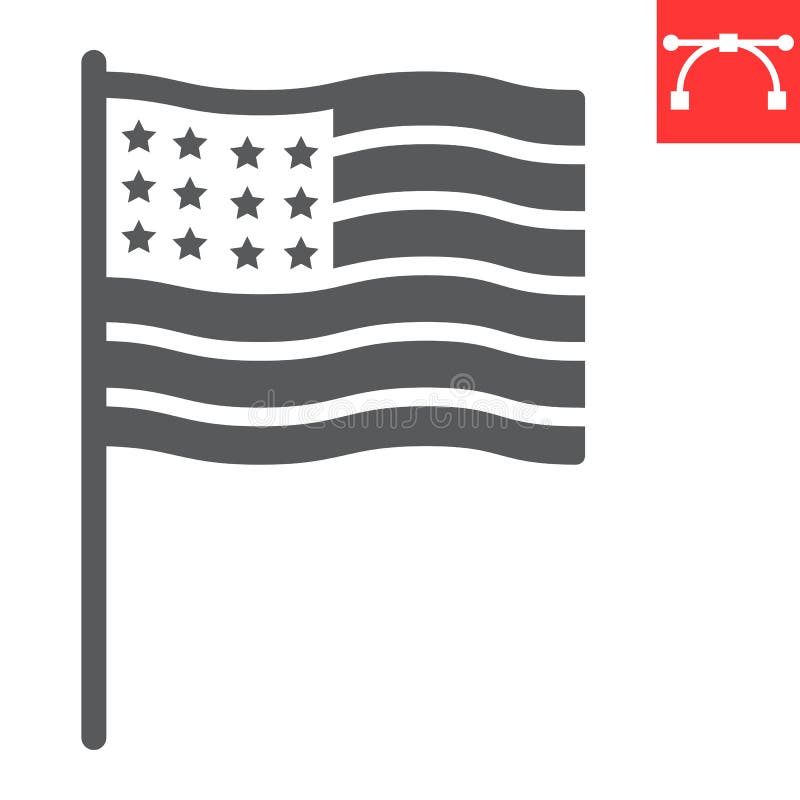 American Flag Color Line Icon, USA and Country, Usa Flag Sign Vector ...