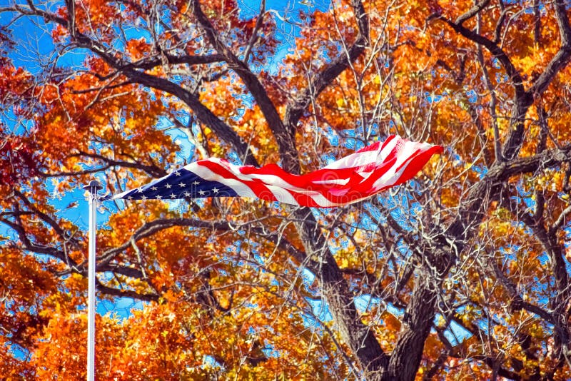 American Flag, Hanging on by a Thread Stock Photo - Image of blowing ...