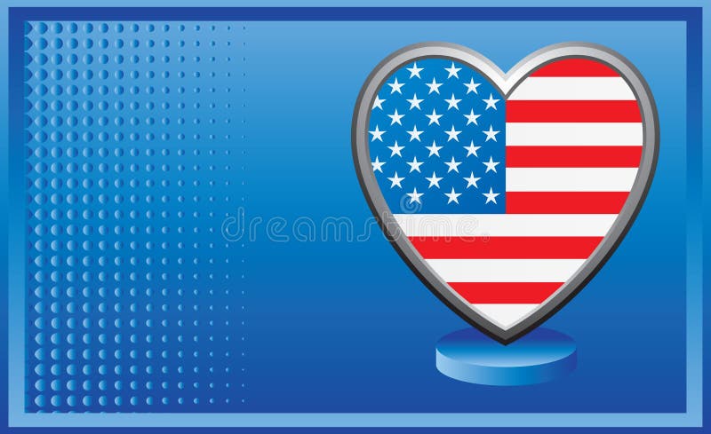 American Flag Heart on Blue Halftone Banner Stock Vector - Illustration ...