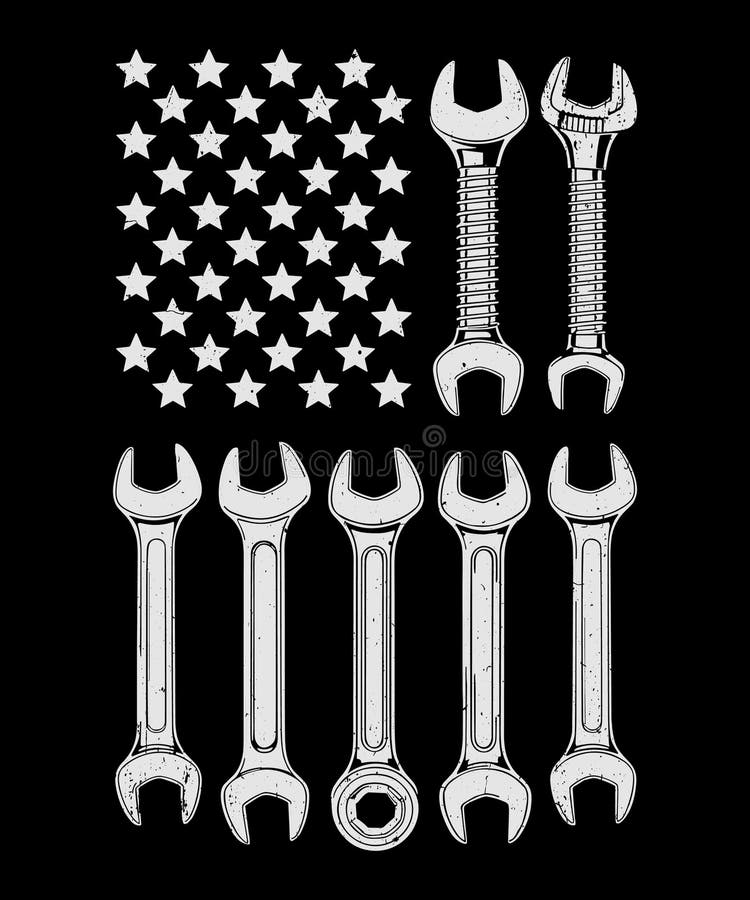 American Flag Made of Tools T-Shirt Stock Vector - Illustration of ...