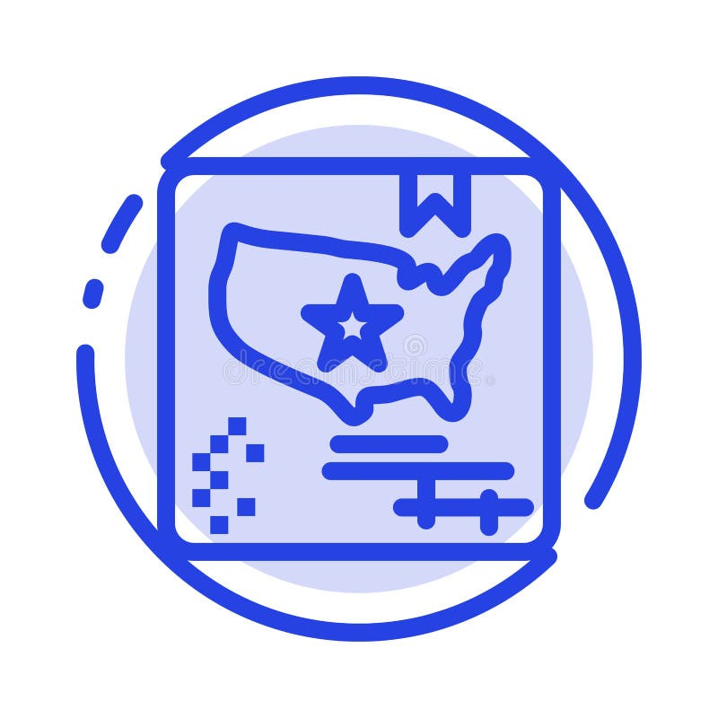 American, Flag, Map, World Blue Dotted Line Line Icon Stock Vector ...