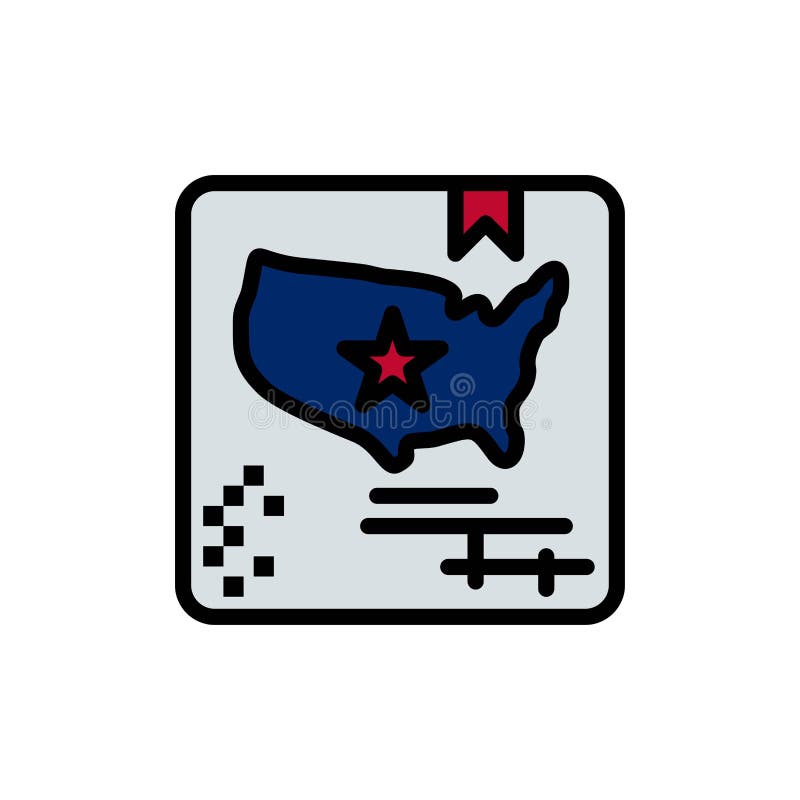 American, Flag, Map, World Flat Color Icon. Vector Icon Banner Template ...