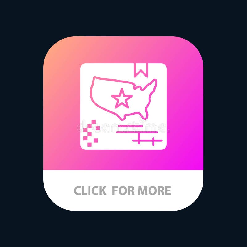 American, Flag, Map, World Mobile App Button. Android and IOS Glyph ...