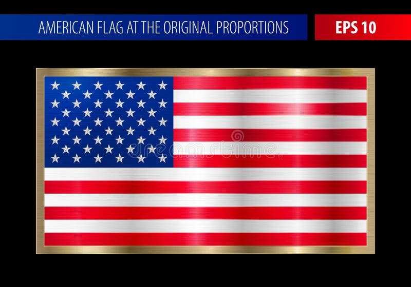 American Flag in a Metallic Silver Frame Stock Vector - Illustration of ...