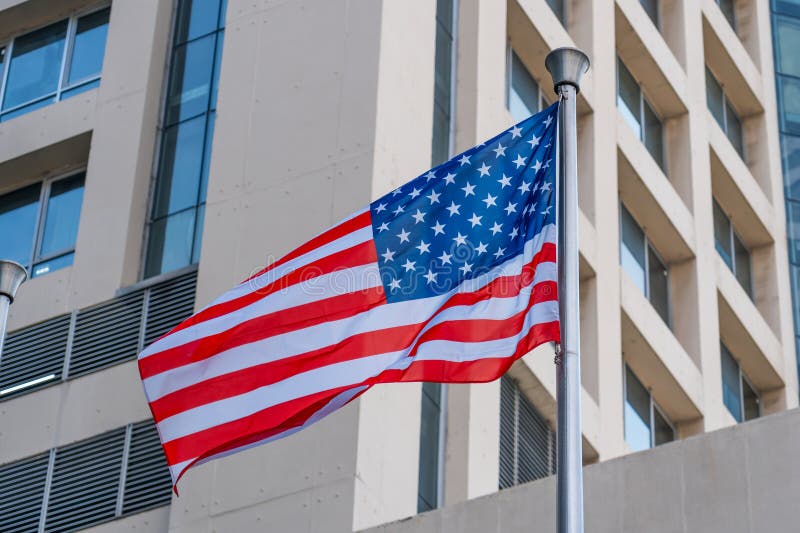 American Flag and Modern Buildings in the Metropolis Stock Image ...