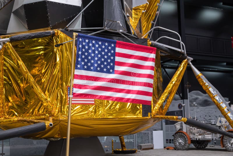 USA flag on Moon stock photo. Image of fantasy, cosmonaut - 137832762