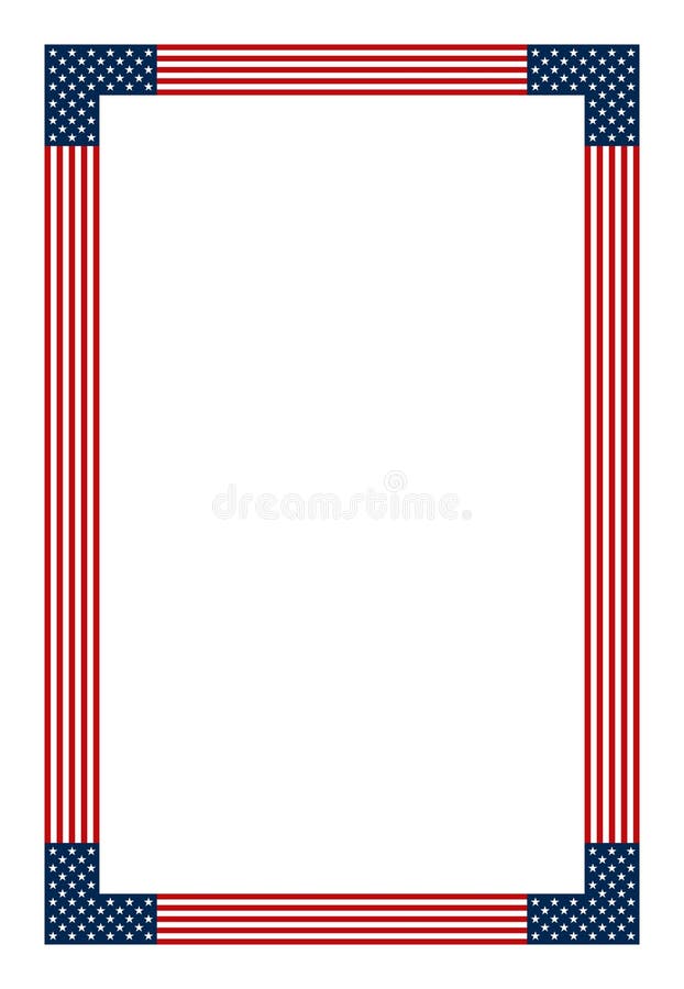 American Flag Motif, Decorative Rectangular Border, Vertical Rectangle ...
