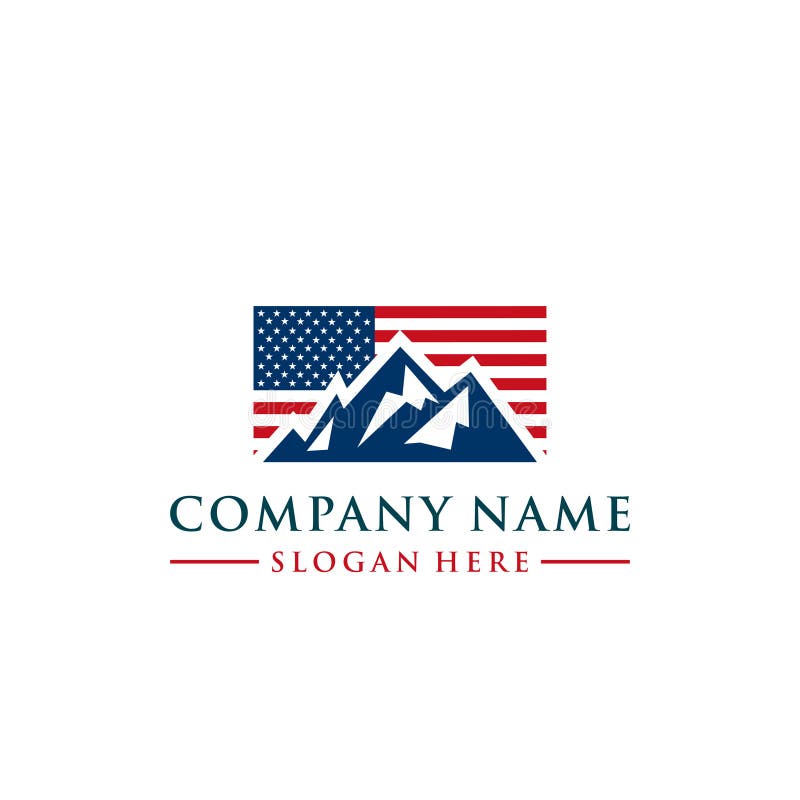American Flag and Mountain Logo Design Vector Stock Vector ...