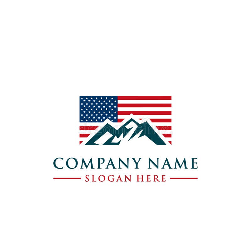 American Flag and Mountain Logo Design Vector Stock Vector ...