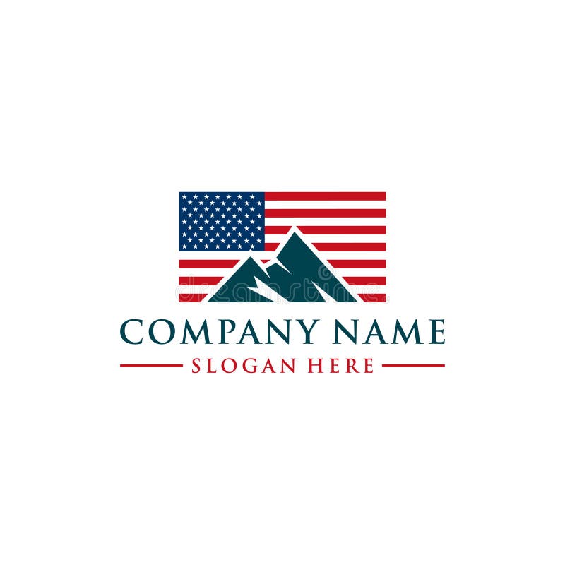 American Flag and Mountain Logo Design Vector Stock Vector ...