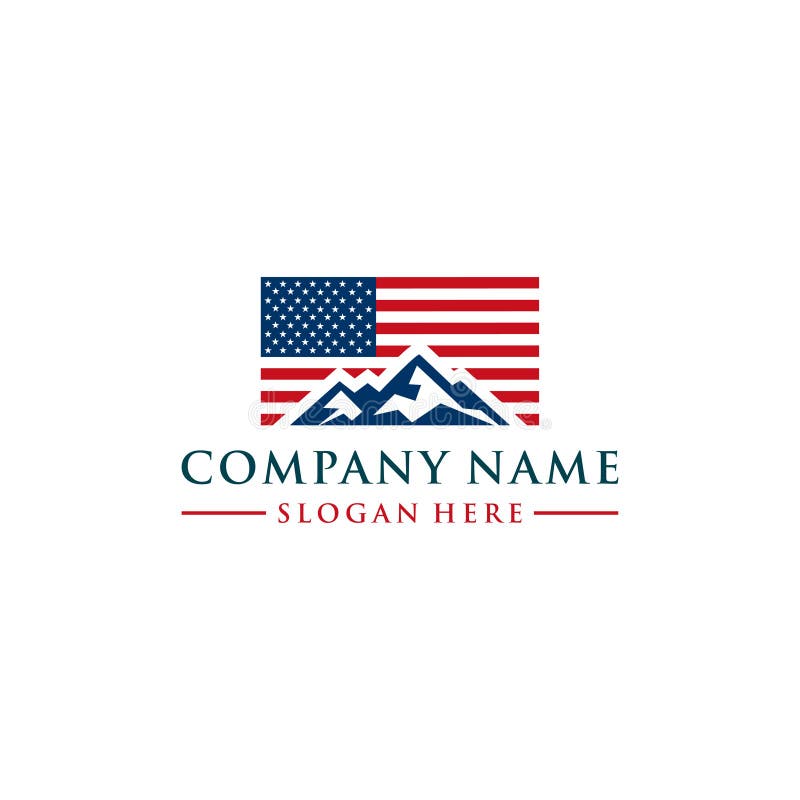 American Flag and Mountain Logo Design Vector Stock Vector ...