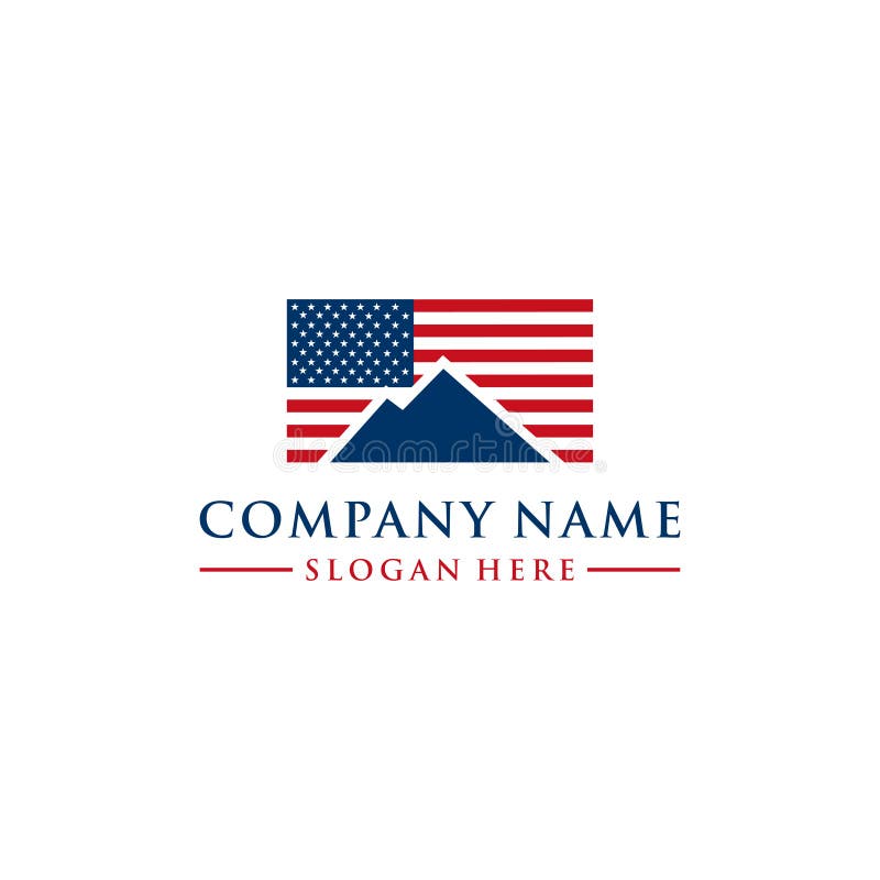 American Flag and Mountain Logo Design Vector Stock Illustration ...