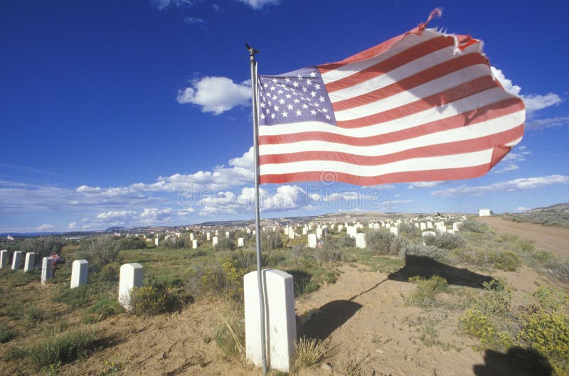 American Flag at the Navaho Cemetery Editorial Photography - Image of ...