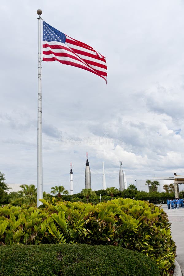 American Flag Near Kennedy Space Center. Editorial Photo - Image of ...