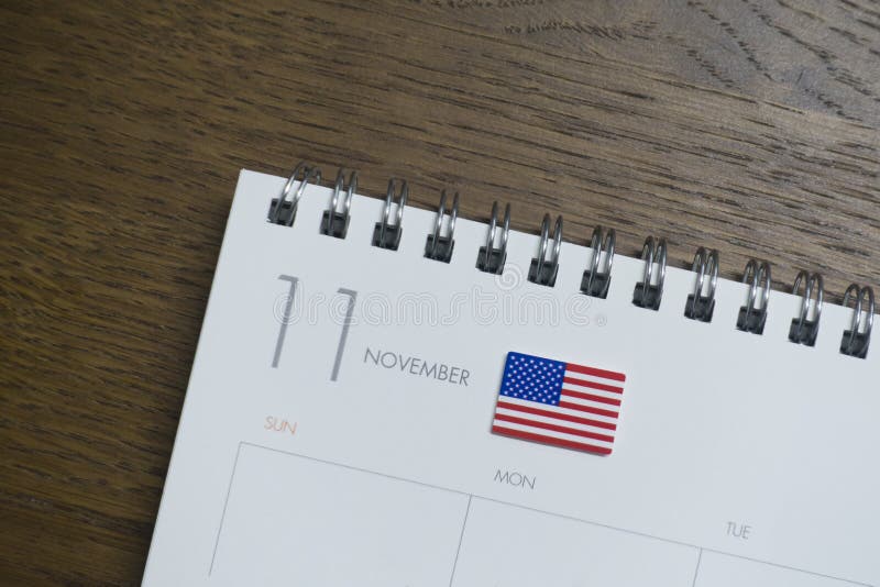 American Flag on November of the Calendar Stock Image - Image of ...