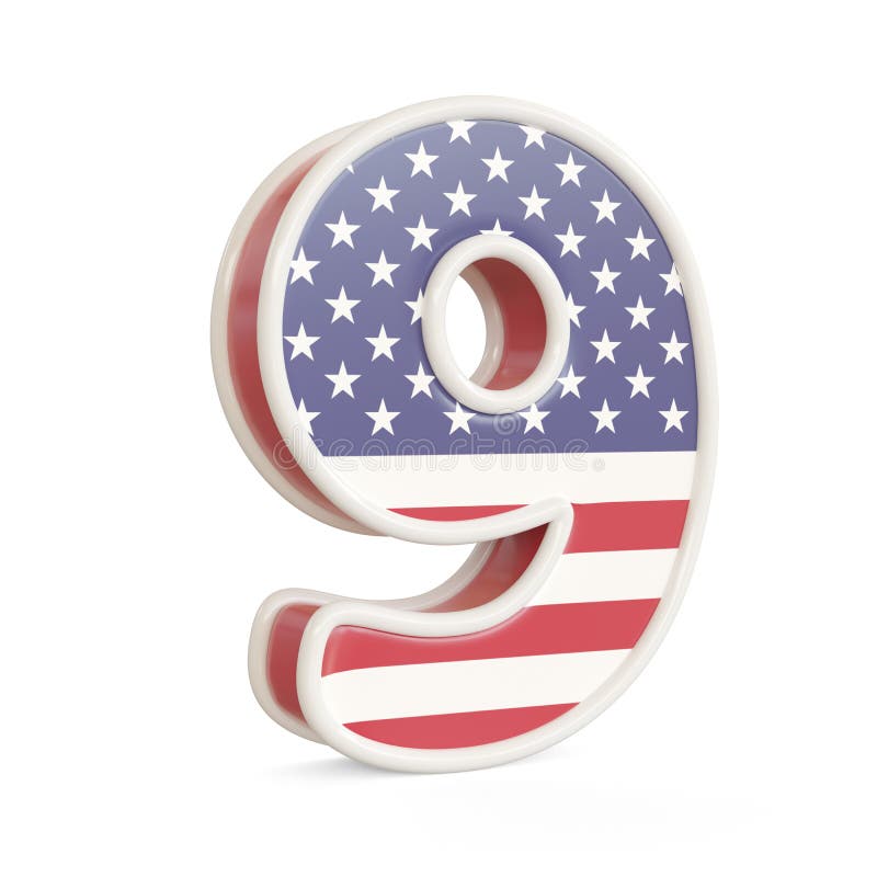 American Flag Numbers Isolated on a White Background Stock Illustration ...