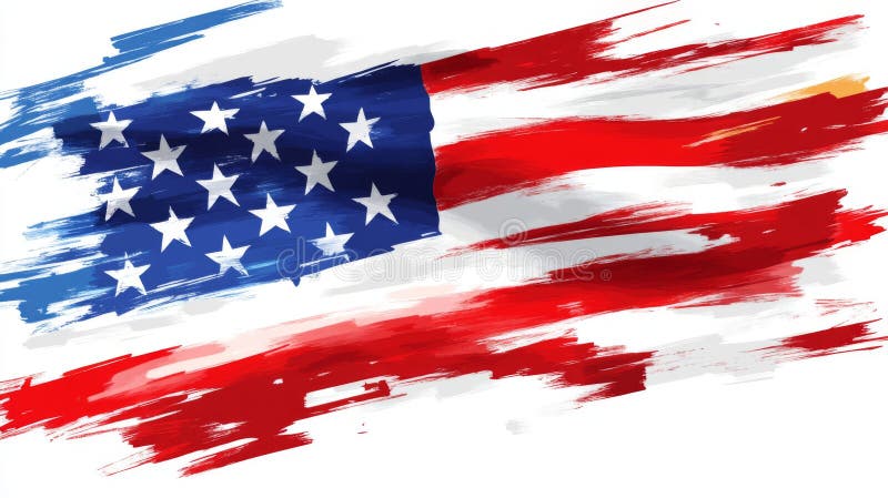 American Flag Painted Texture Red White Blue Stripes Stock Illustration ...