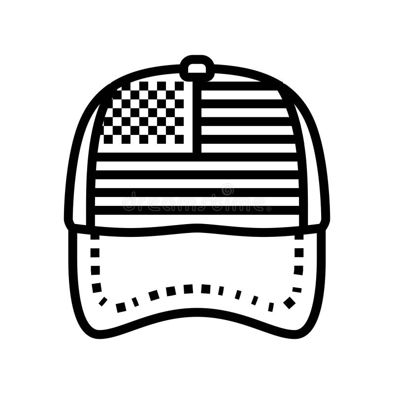 American Flag Pattern Hat Line Icon Vector Illustration Stock Vector ...