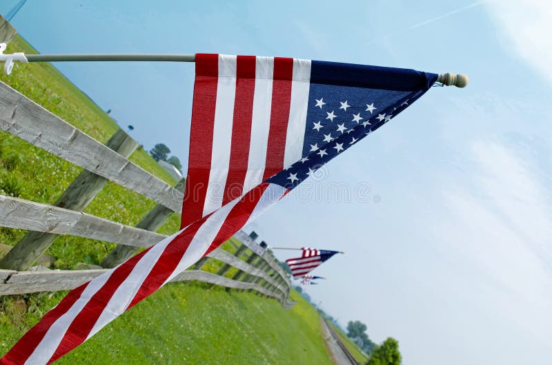 American Flag stock image. Image of fence, blue, countryside - 31512549