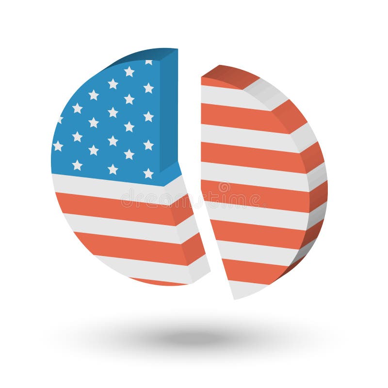 American Flag Pie Chart 3D Illustration Stock Vector - Illustration of ...