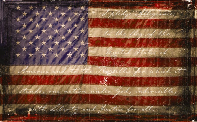 American Flag with Pledging Allegiance Stock Image - Image of minuteman ...
