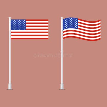 American flag on pole stock vector. Illustration of banner - 96226036