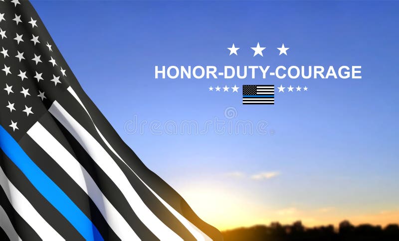 American Flag with Police Blue Line Stock Vector - Illustration of ...