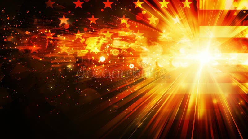 American Flag Radiating with a Burst of Light, Stock Image Style. Clean ...