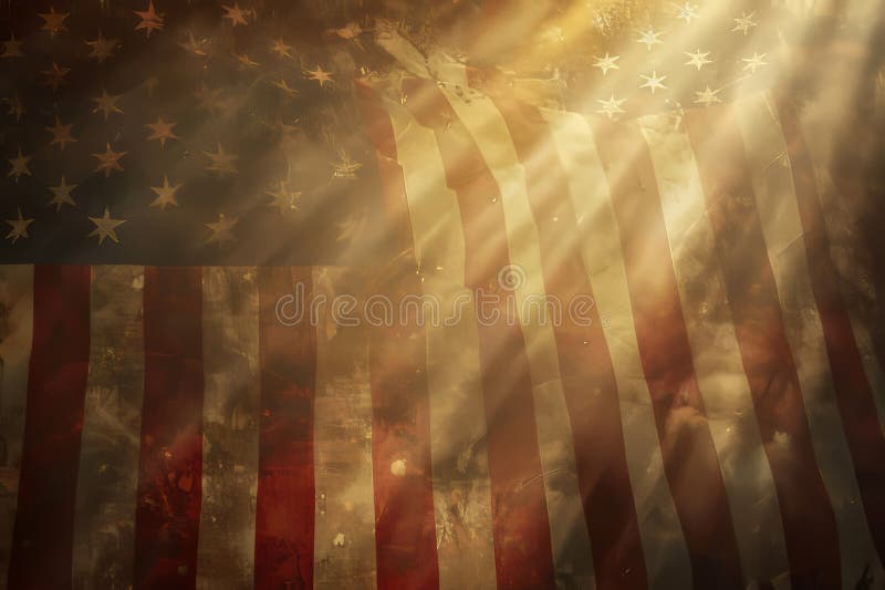The American Flag with Rays of Sunlight Shining through Stock ...