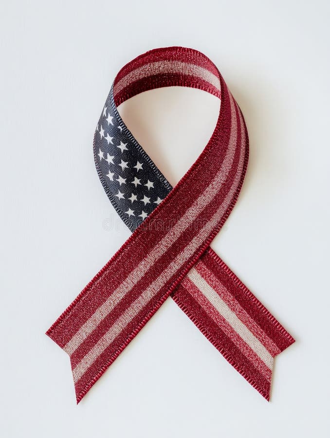 American Flag Ribbon Symbol a Maroon Ribbon Designed with an American ...