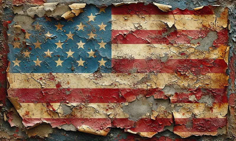 American Flag on Rusty Wall. Generative AI Stock Image - Image of ...