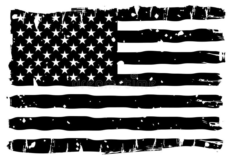 American Flag Scratched with Grunge Textures Vector Illustration in ...