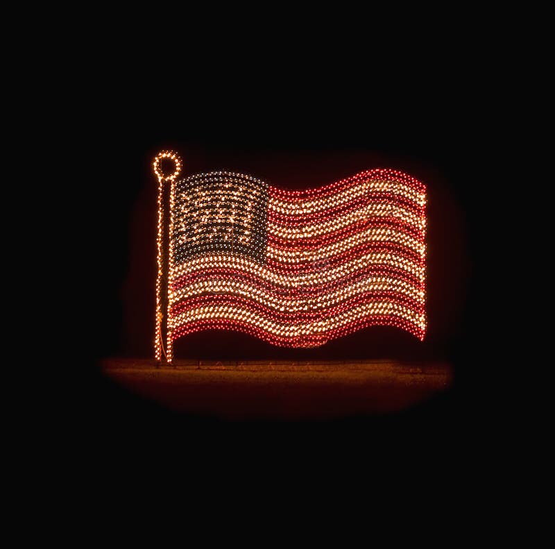 American Flag Shaped Lights Stock Image - Image of night, holidays ...