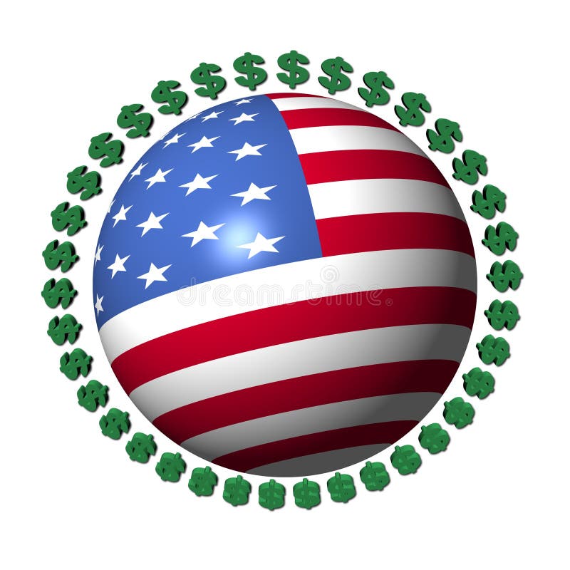 American Flag Sphere with Dollar Symbols Stock Illustration ...