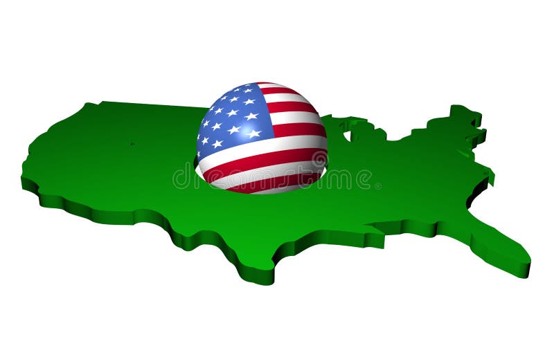 American Flag Sphere with Map Stock Illustration - Illustration of ...